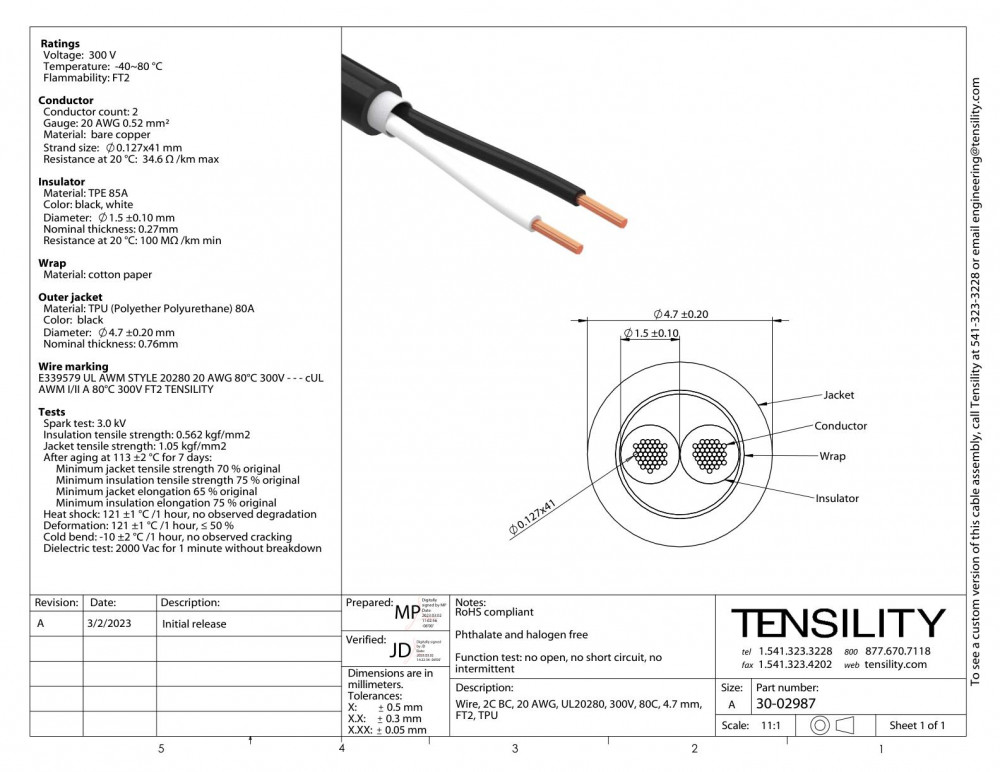 Tensility International 30-02987 product drawing