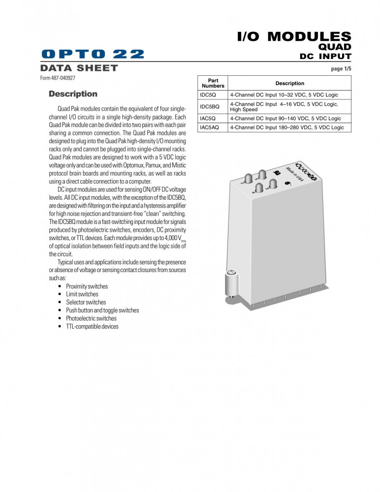 IDC5Q datasheet page 1