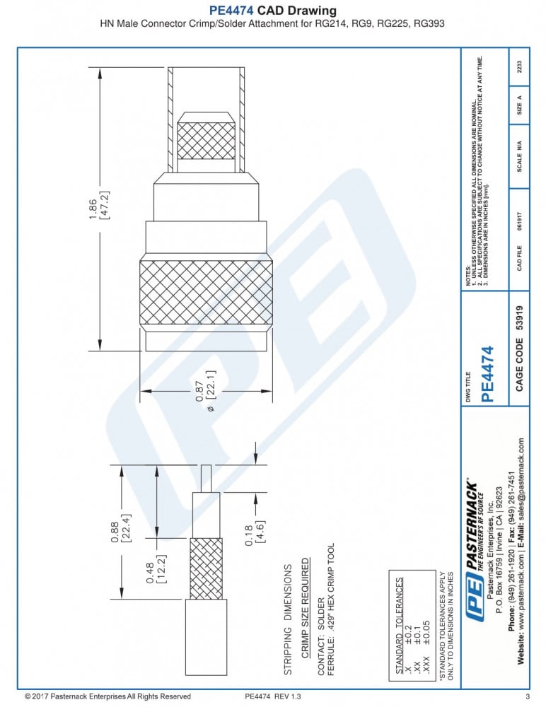 Pasternack PE4474 technical document page 3