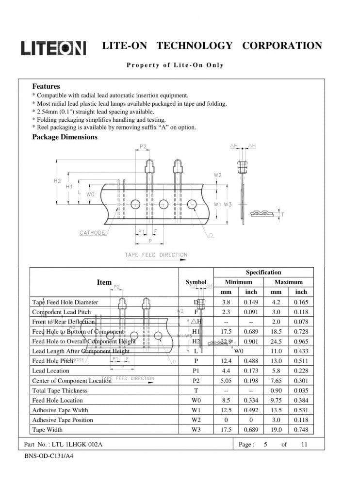 LTL-1LHGK-002A datasheet page 6