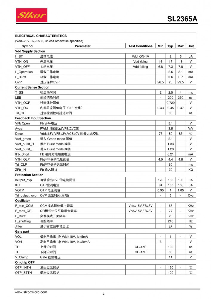 SL2365A datasheet page 3