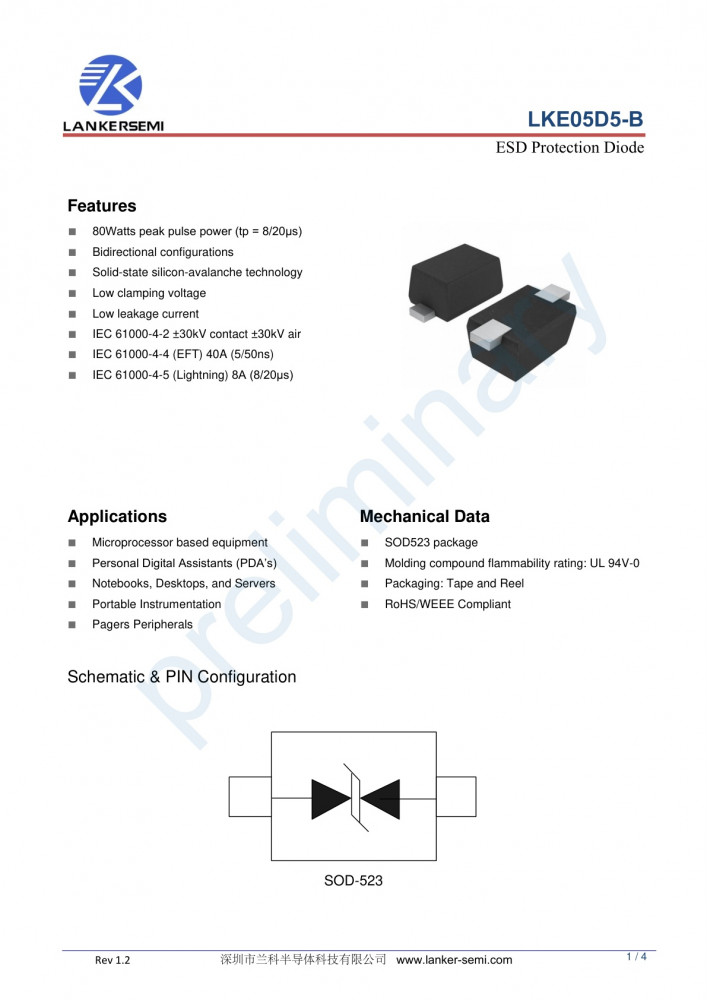 LKE05D5-B datasheet page 1