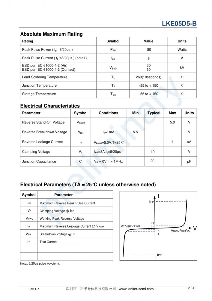 LKE05D5-B datasheet page 2