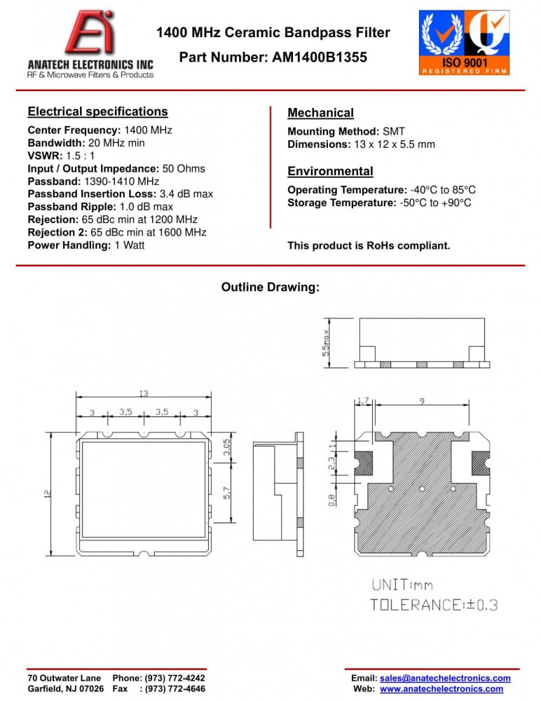 AM1400B1355 technical drawing page 1