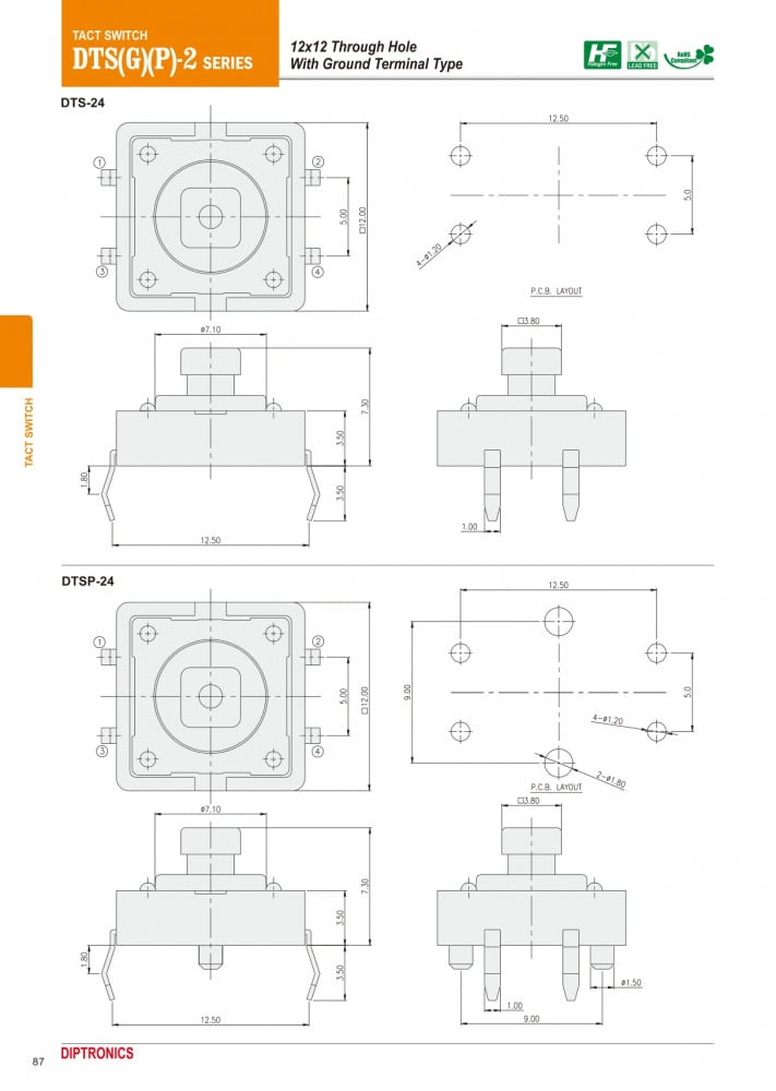 Diptronics DTS-21N-V technical document page 2