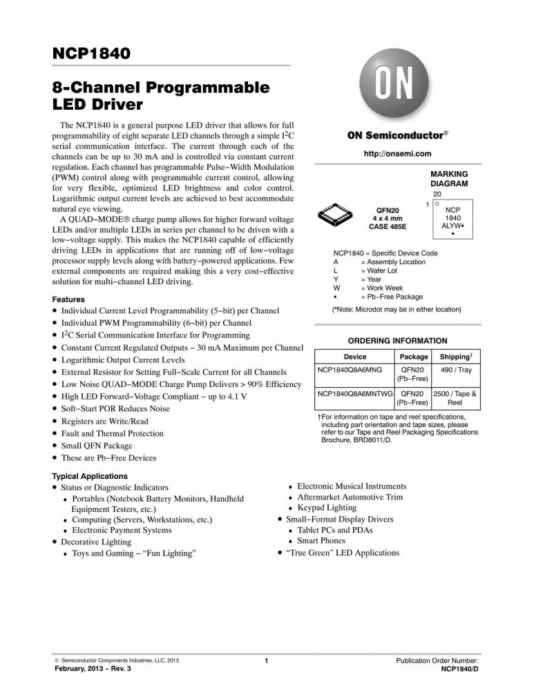 NCP1840 datasheet page 1