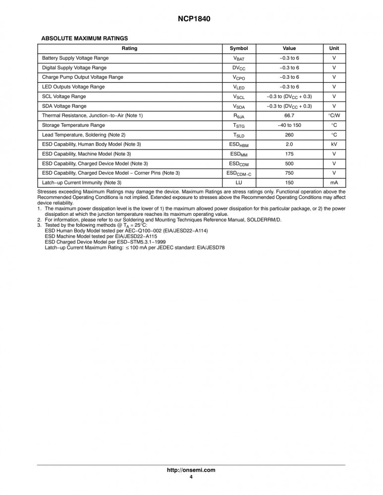 NCP1840 datasheet page 4