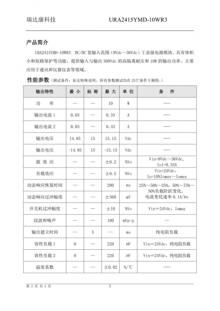 URA2415YMD-10WR3 technical document page 2