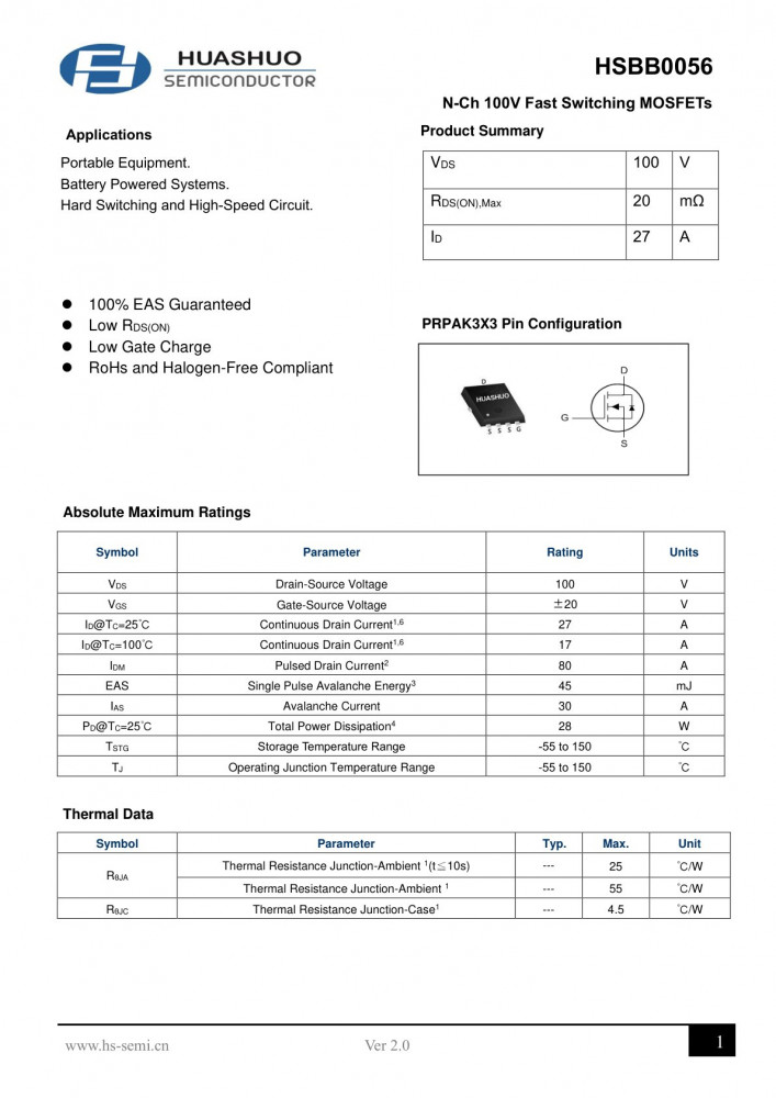 HSBB0056 datasheet page 1