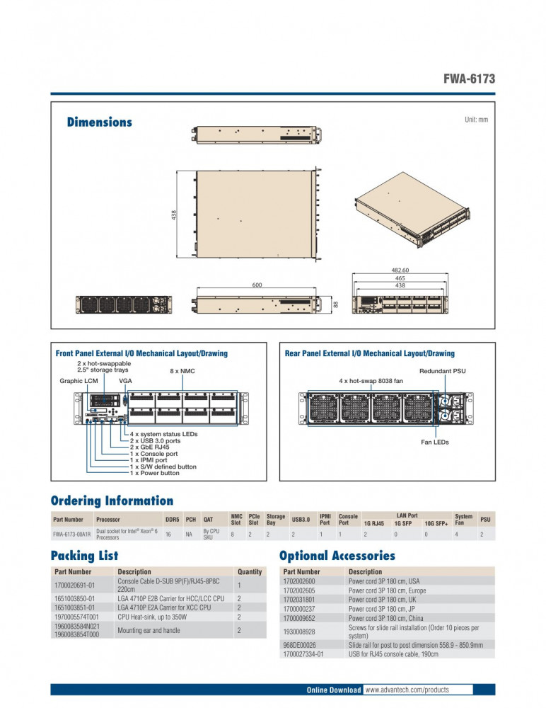 ADVANTECH FWA-6173 datasheet page 2