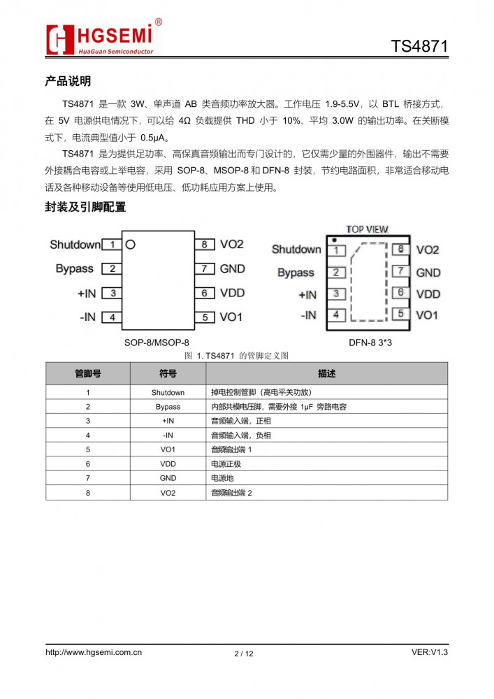 TS4871 technical document page 2