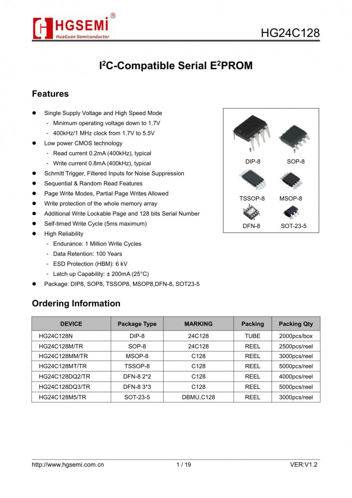 HG24C128 datasheet page 1