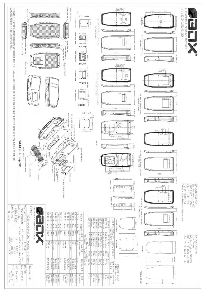 Box Enclosures 500 Series drawing reference for enclosure family