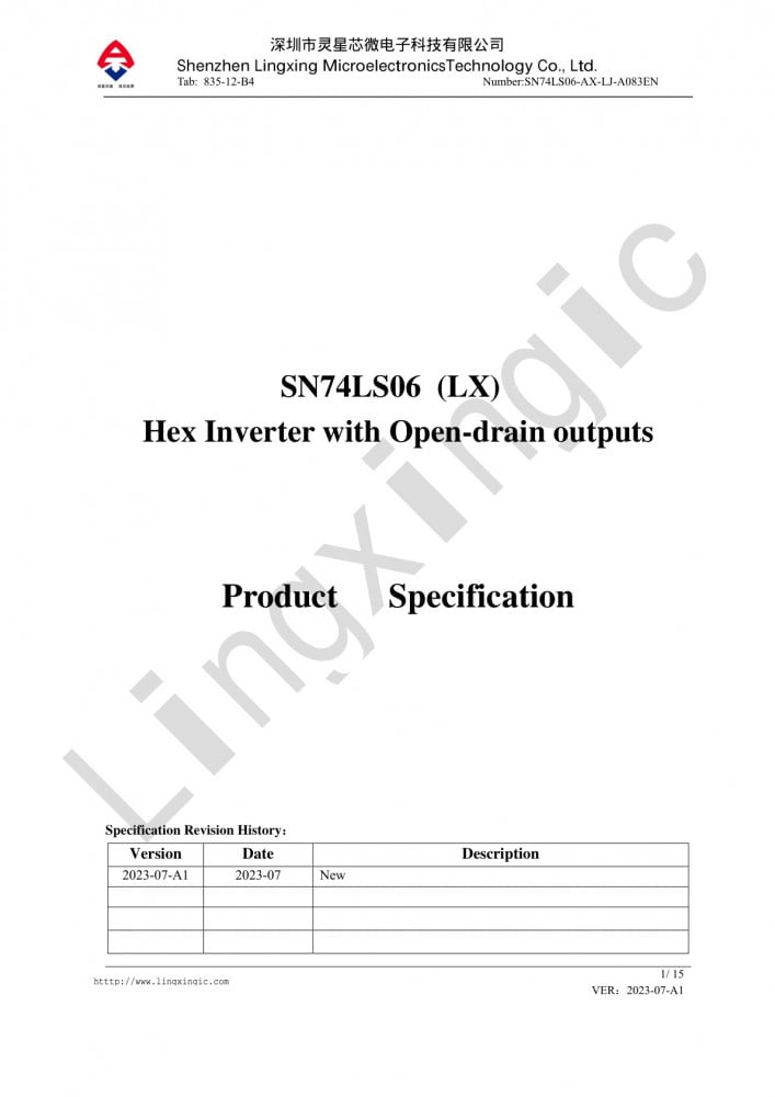 SN74LS06N(LX) datasheet page 1