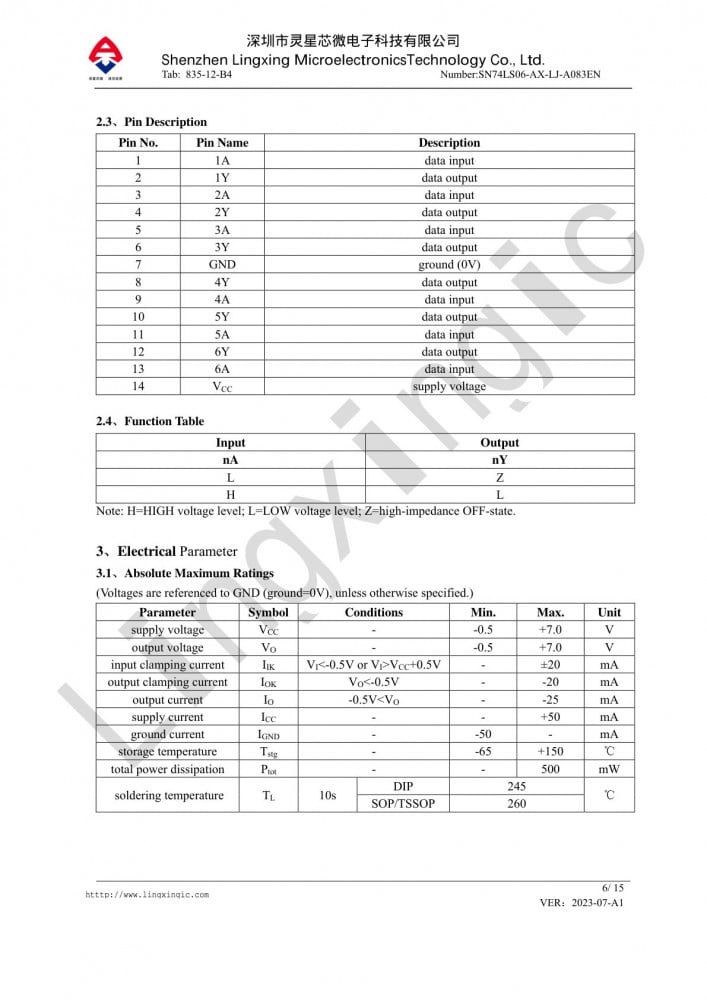 SN74LS06N(LX) datasheet page 6