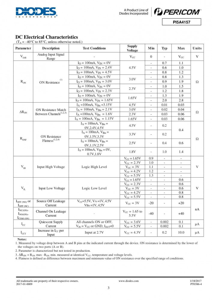 PI5A4157 datasheet page 3