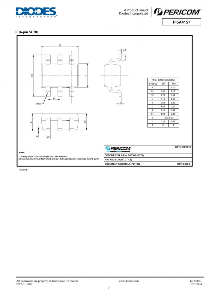 PI5A4157 datasheet page 9