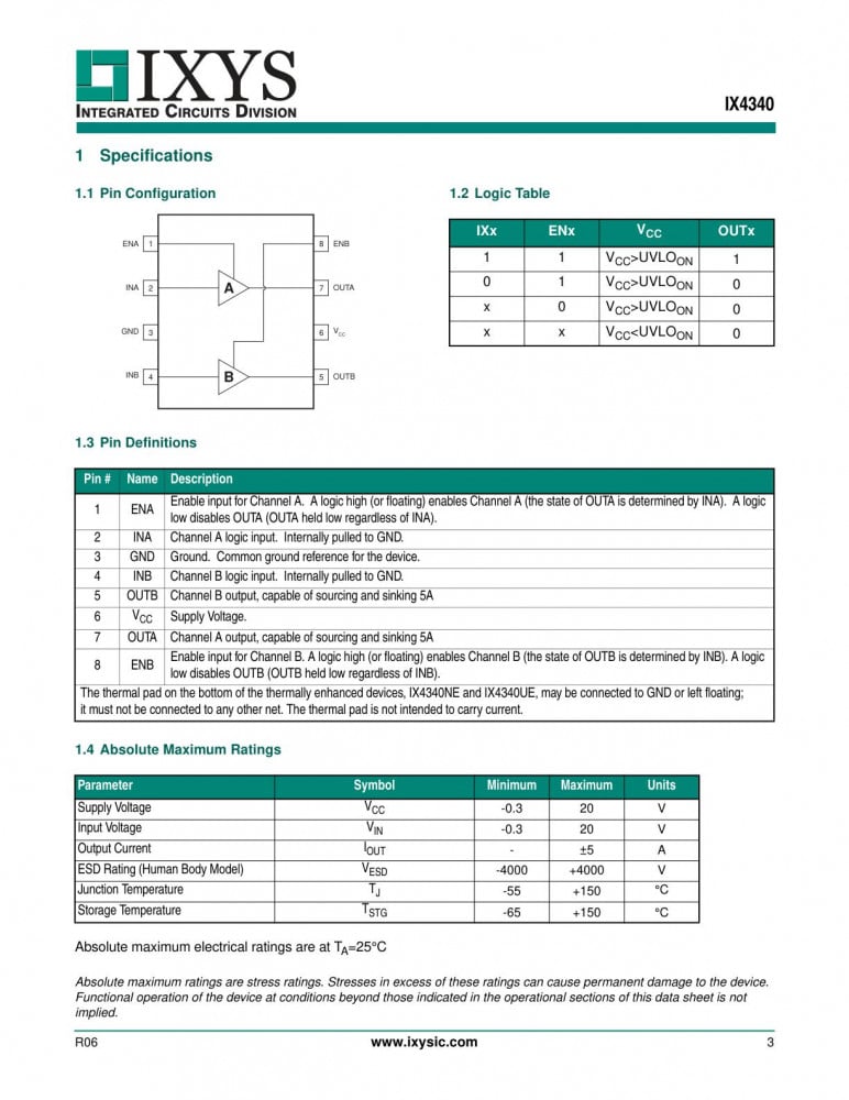 IX4340 datasheet page 3
