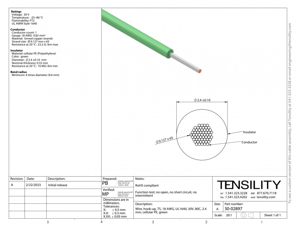 Tensility International 30-02897 product drawing