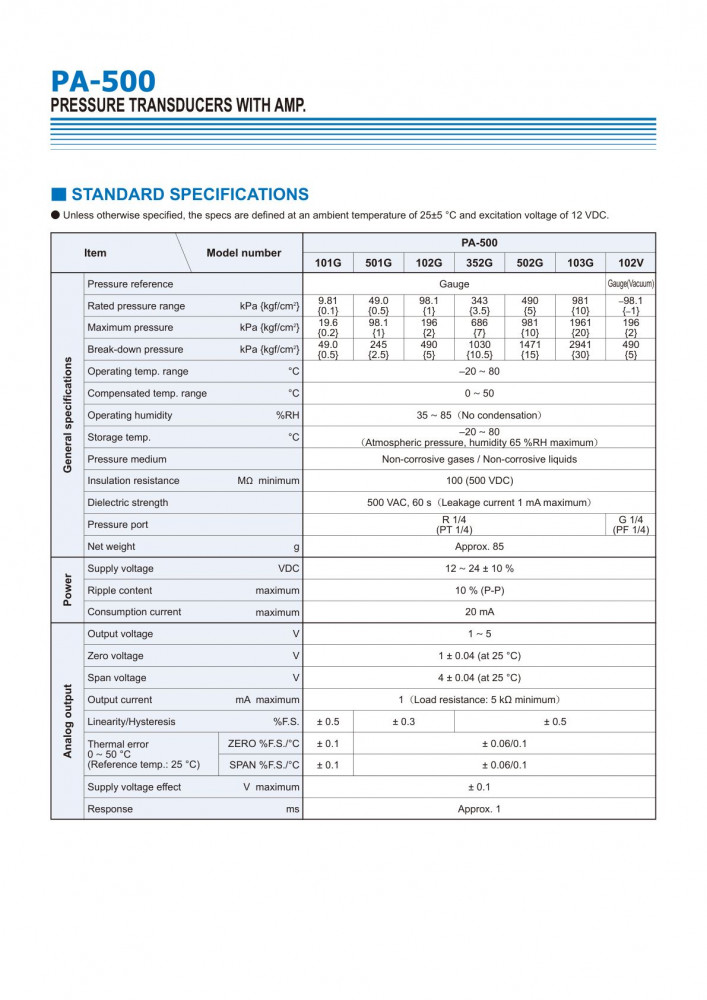 PA-500 series technical document, page 2