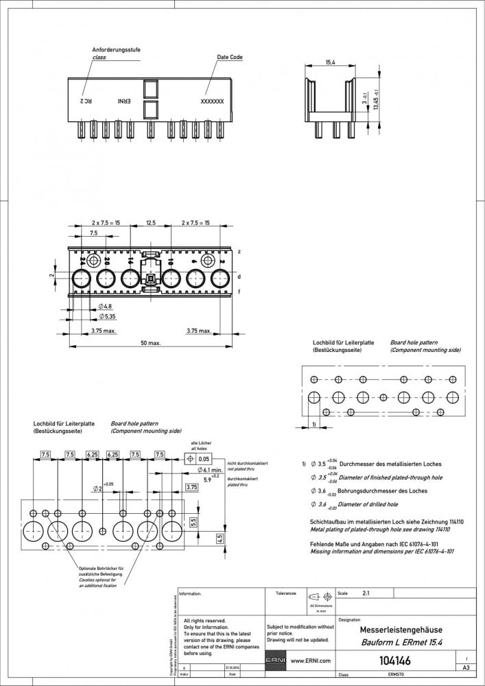 ERNI 104146 technical drawing preview