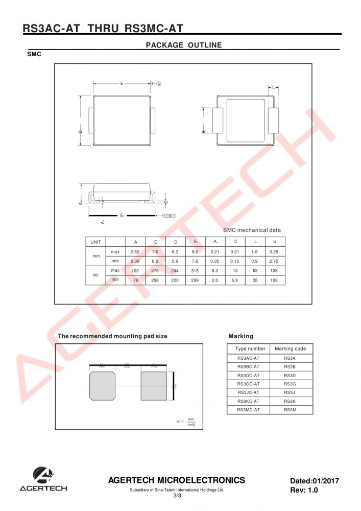 Agertech RS3MCAT datasheet page 3