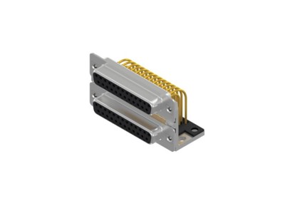 D-SUB Dual Port • Dual port 25-pos. /25-pos. • Dual port socket upper / Socket bottom • Solder pin angled .625