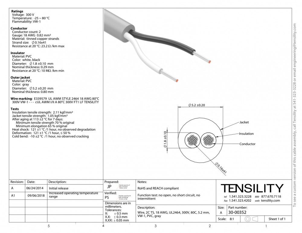 Tensility International 30-00352 product drawing page