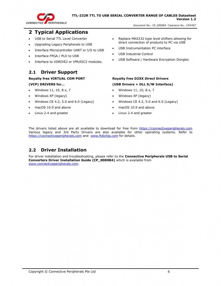 TTL-232R datasheet page 6