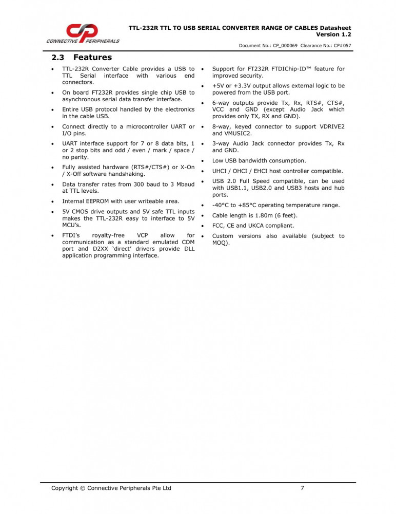 TTL-232R datasheet page 7