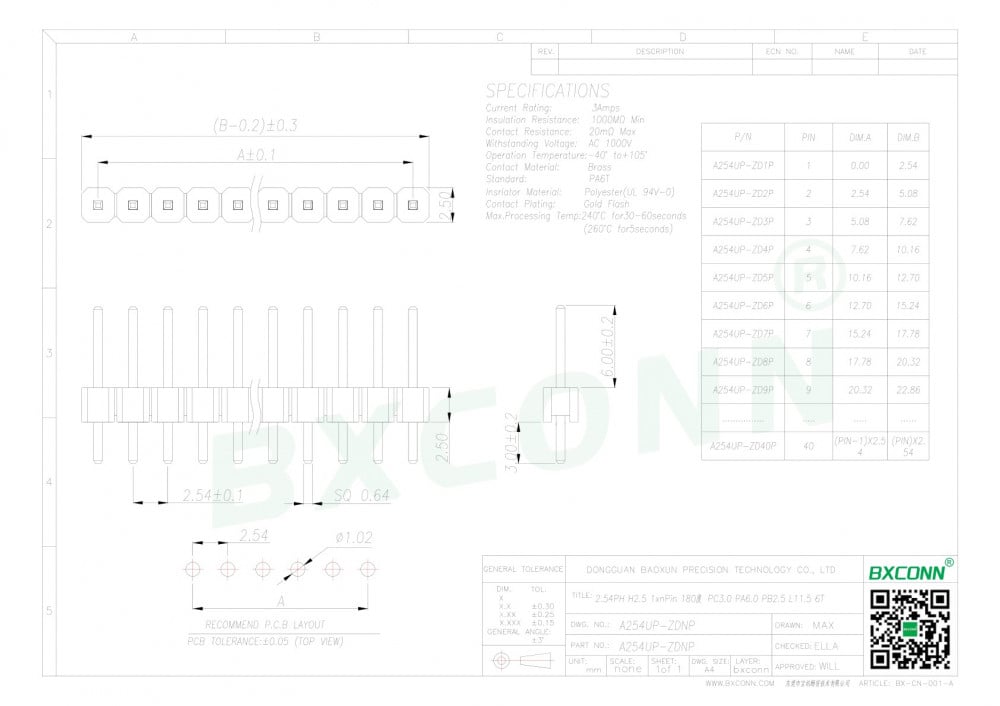 A254UP-ZD06P technical drawing page