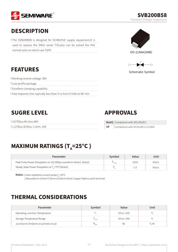 SVB200B58 datasheet page 1