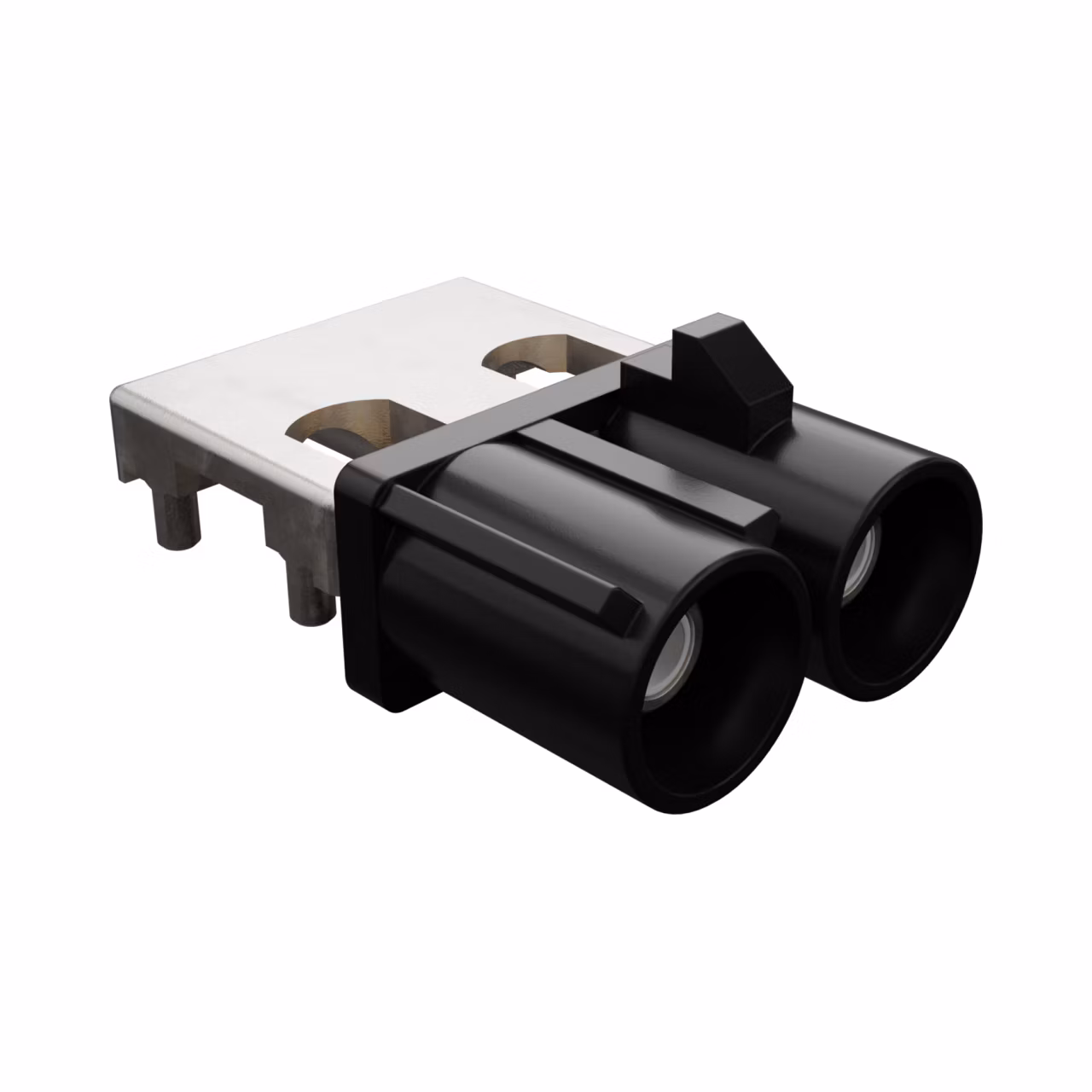 FAKRA Jack, Dual, Right-Angle, PCB Receptacle, End Launch, Die Cast Body, Tin (Sn) Plated, Keying Code A,  Black, 50 Ohms for sale