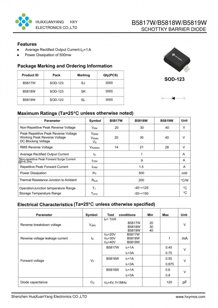 B5819W datasheet page 1