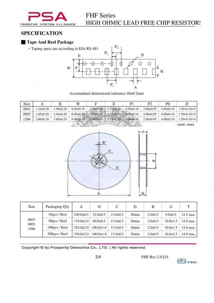 PSA FHF series datasheet page 4