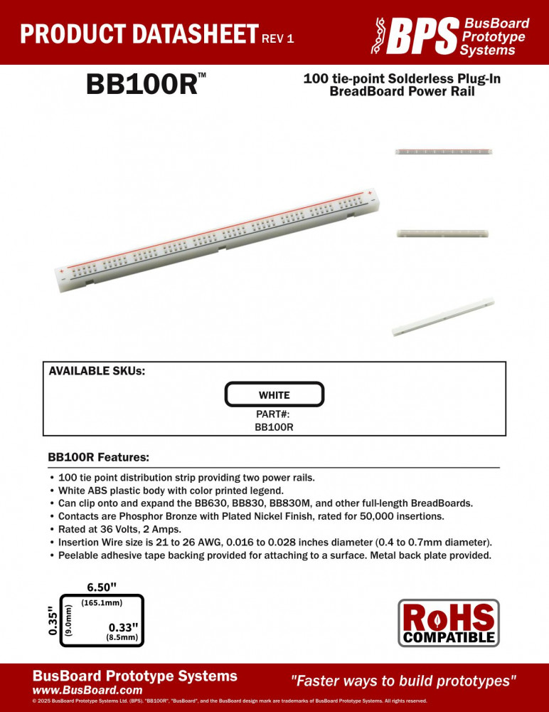 BB100R product documentation image, page 1