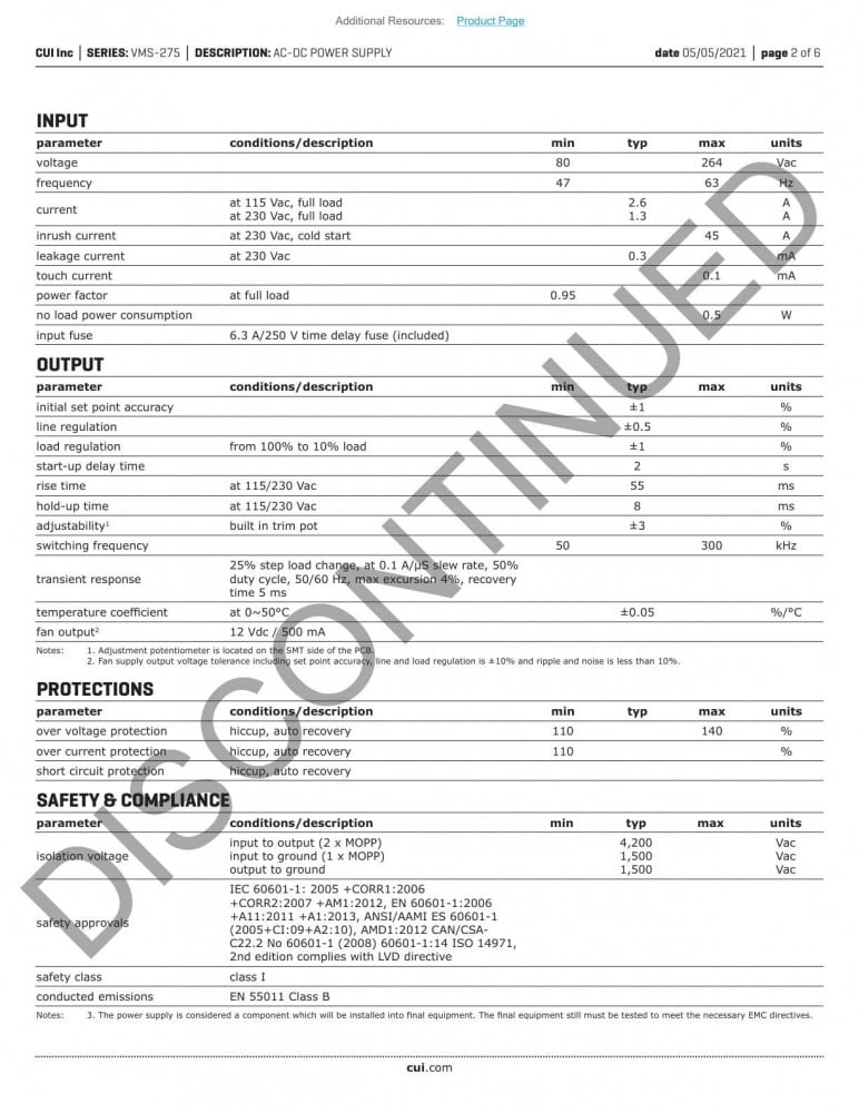 VMS-275-15 datasheet page 2