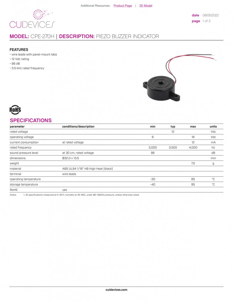 CPE-270H technical document page 1