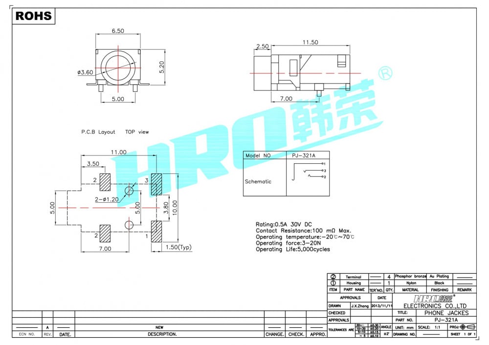 PJ-321A-4A technical drawing page