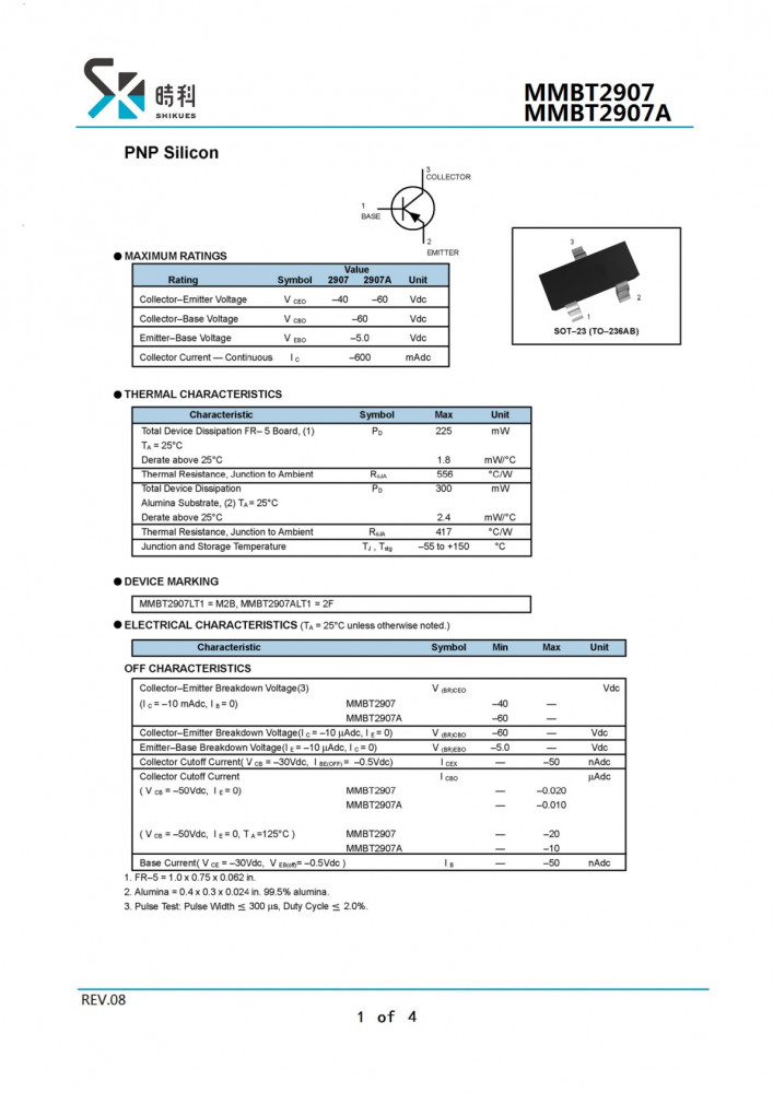 MMBT2907A datasheet page 1
