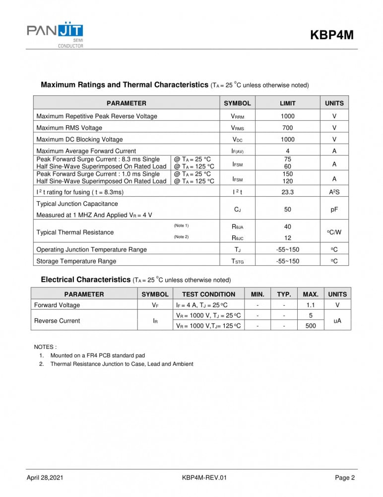 PANJIT KBP4M document page 2