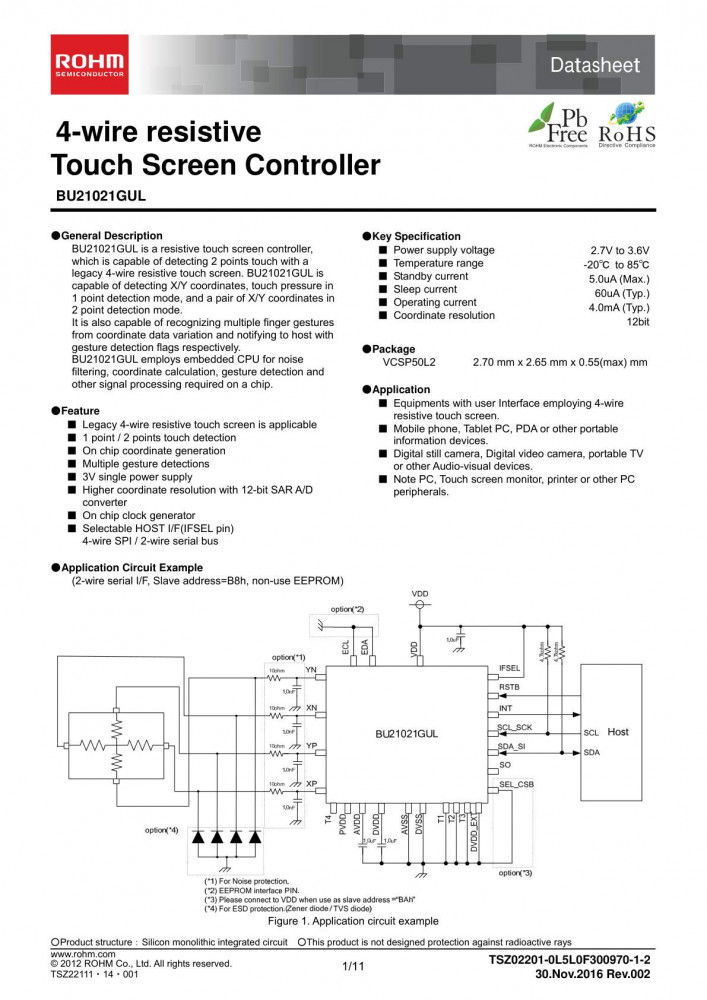 BU21021GUL-E2 datasheet page 1