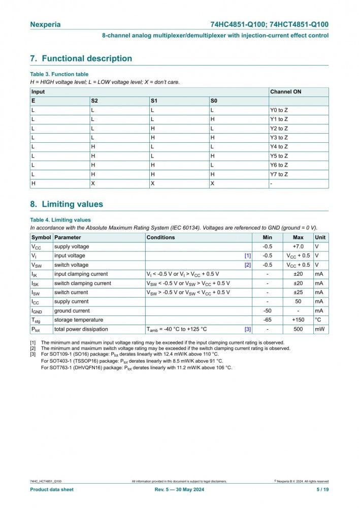 74HC4851D-Q100 datasheet page 5