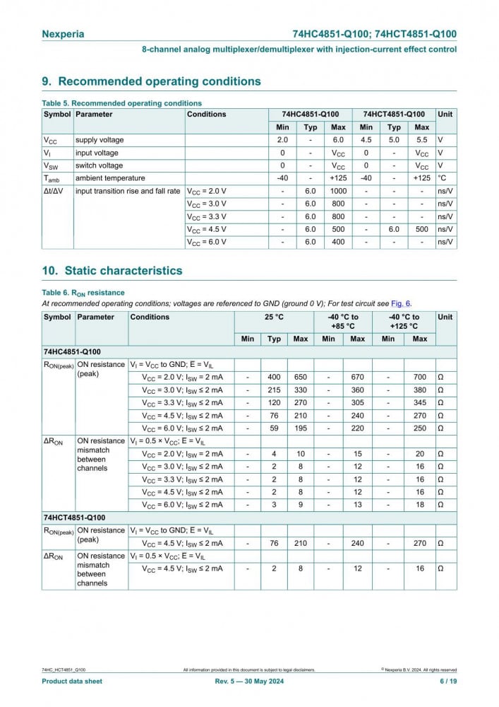 74HC4851D-Q100 datasheet page 6