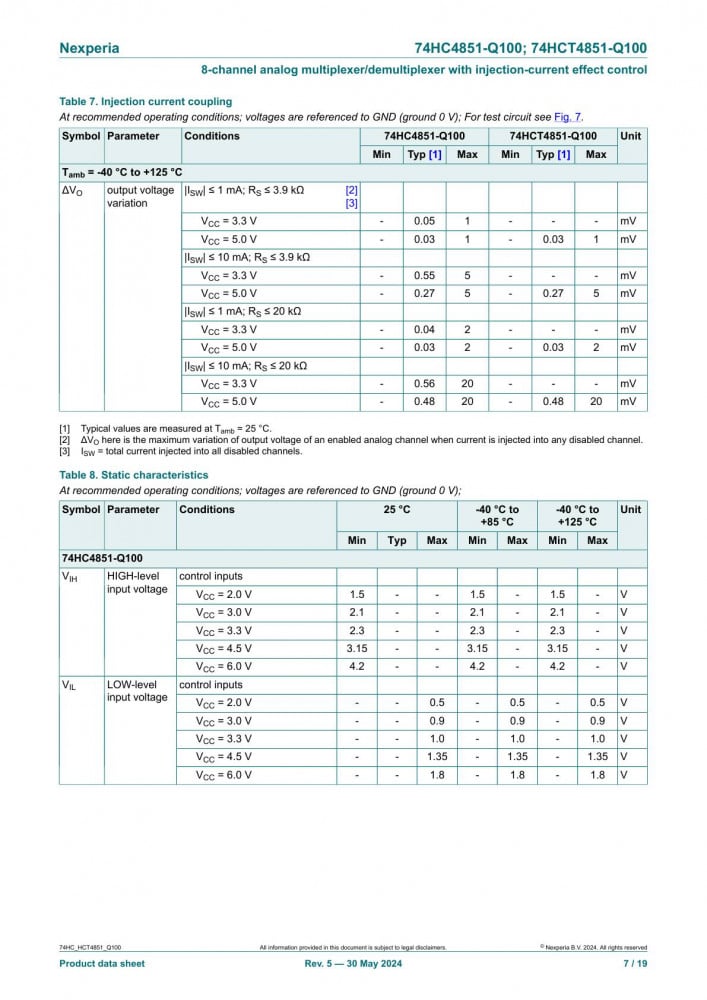 74HC4851D-Q100 datasheet page 7