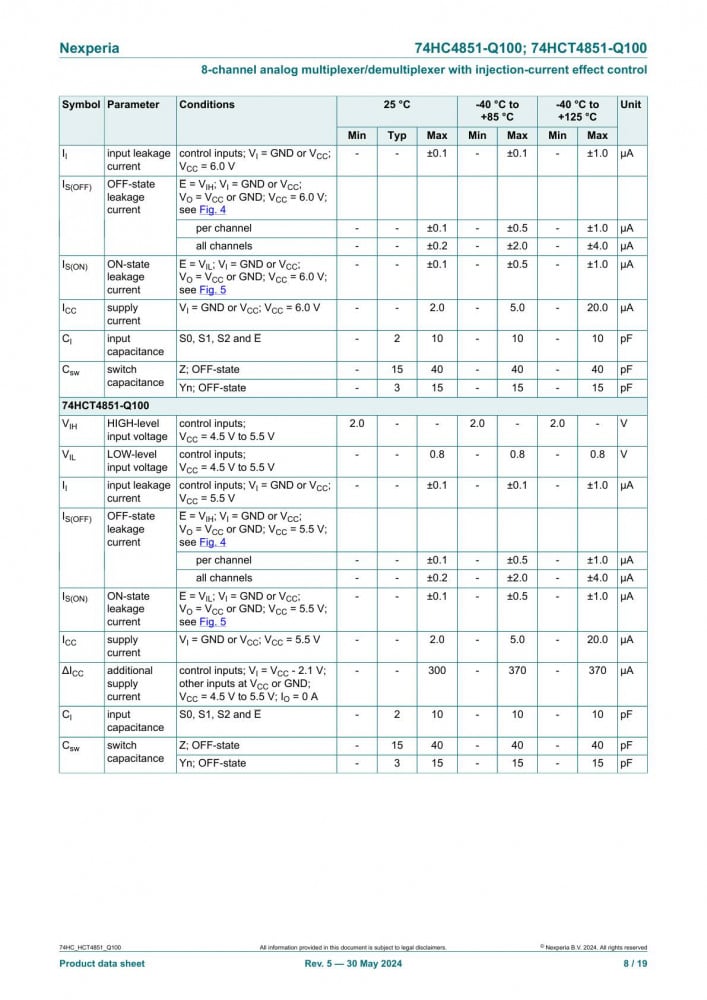 74HC4851D-Q100 datasheet page 8