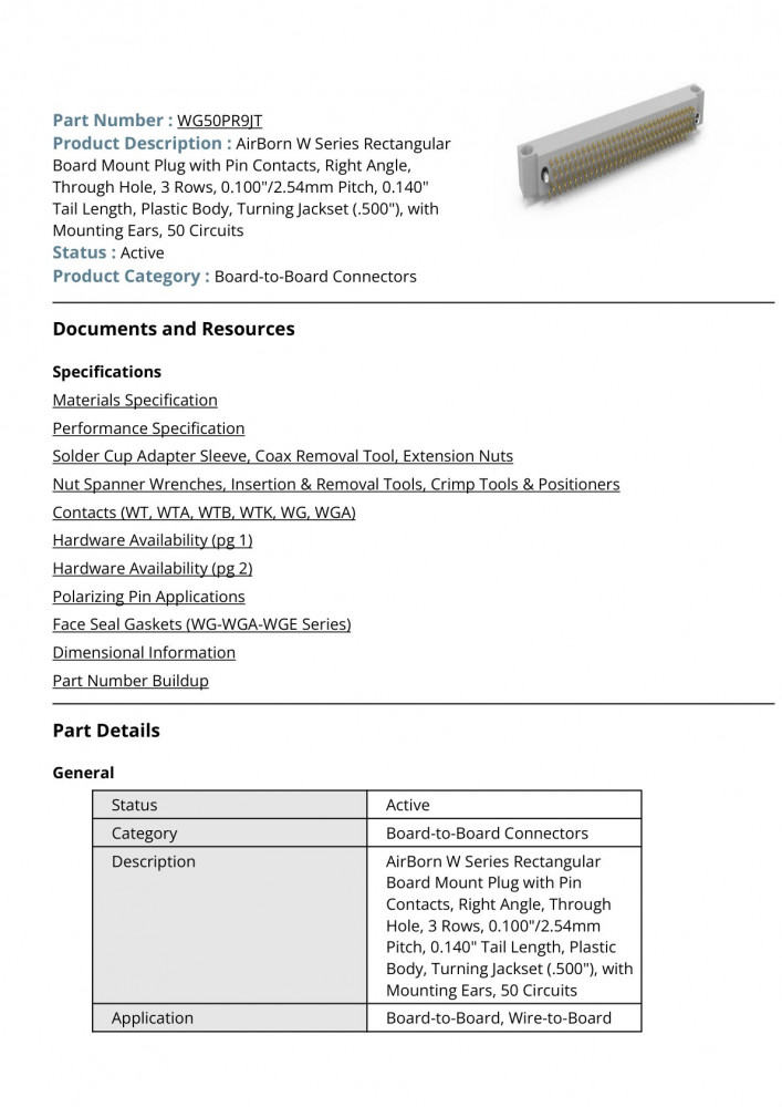 WG50PR9JT technical document preview, page image 1