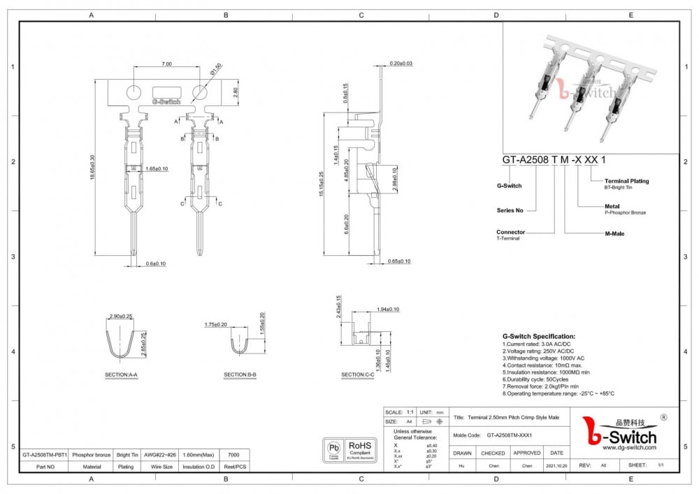GT-A2508TM-PBT1 official technical drawing