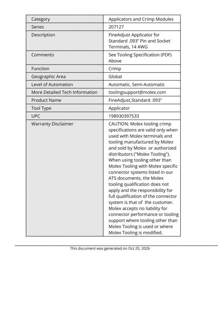 Product tooling document, page 2