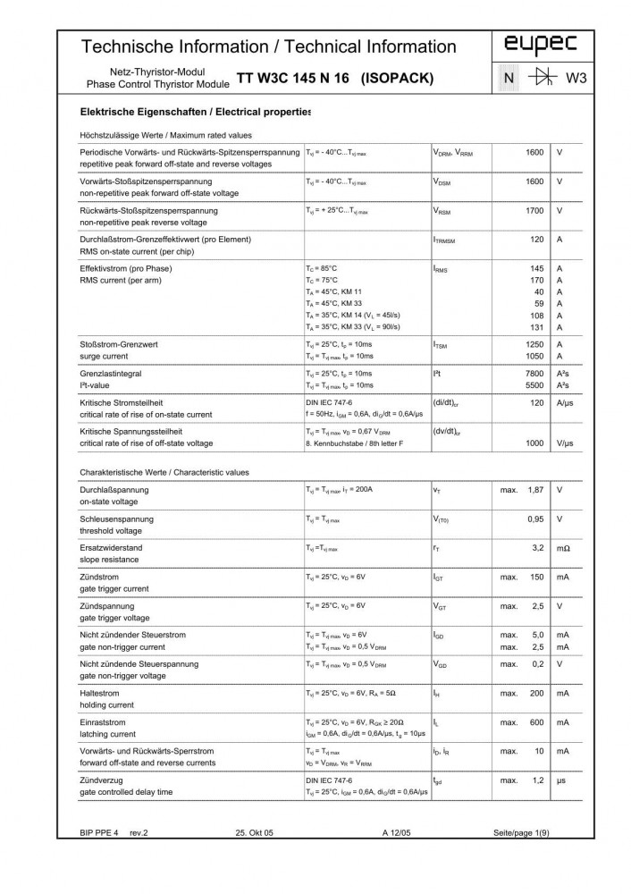 TTW3C145N16LOF datasheet page 1